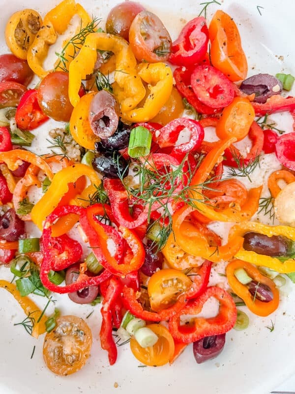 Mini Bell Pepper Salad with Za'atar, Olives, and Fresh Dill